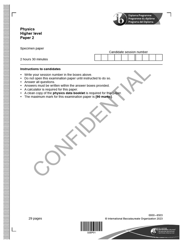 IBDP Physics FA2025 Sample Examination HL P2 | PDF | Nuclear Fission | Radioactive Decay