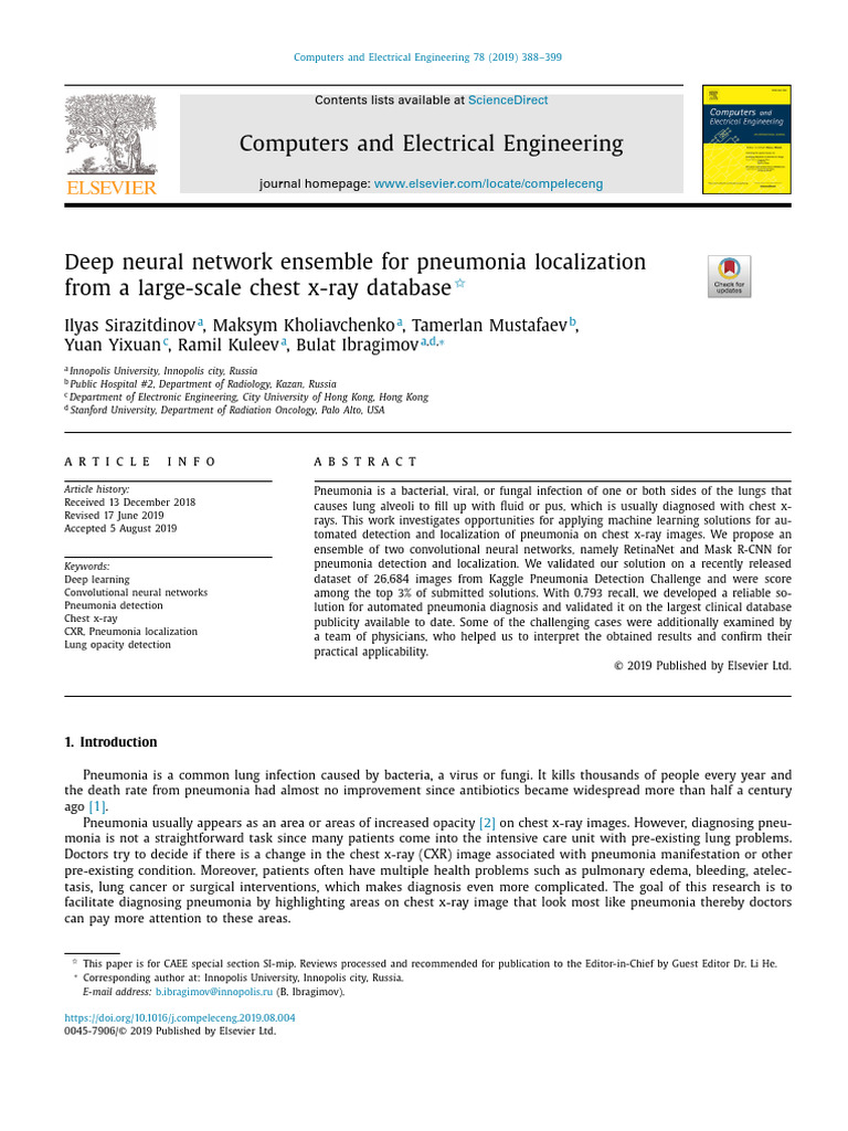Deep Neural Network Ensemble For Pneumonia Localization | PDF | Deep ...