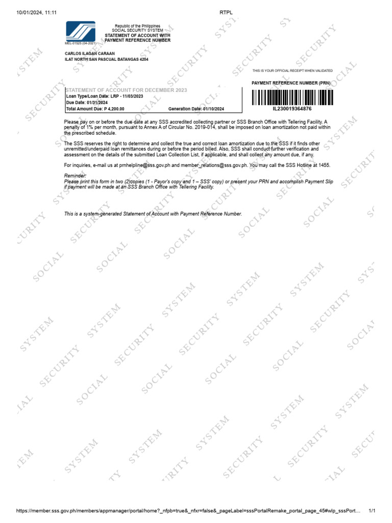 Republic of The Philippines Social Security System - Member | PDF ...