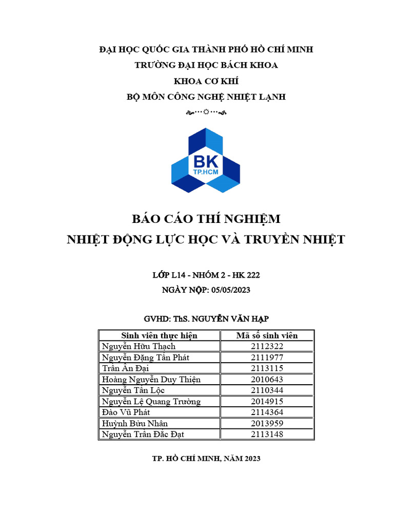 Báo Cáo TN NDLH&TN Nhóm 2 - L14 | PDF