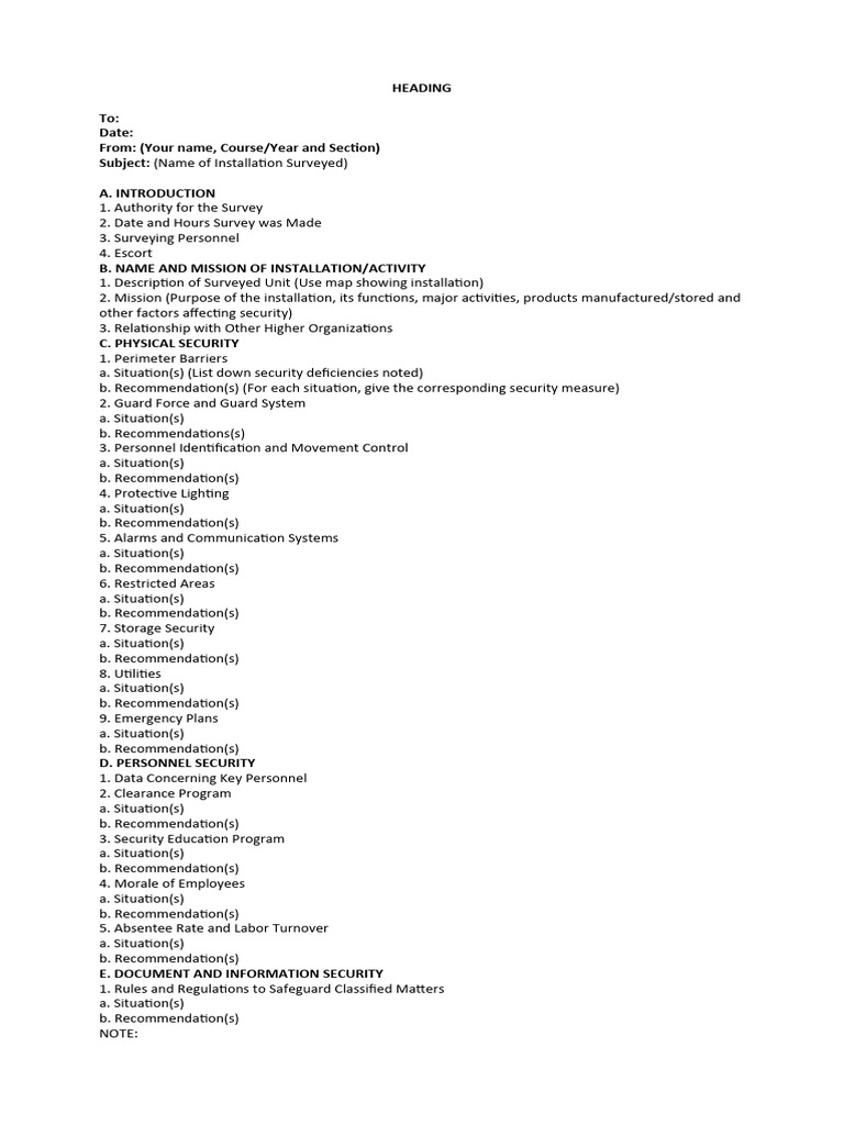 Security Survey Format | PDF