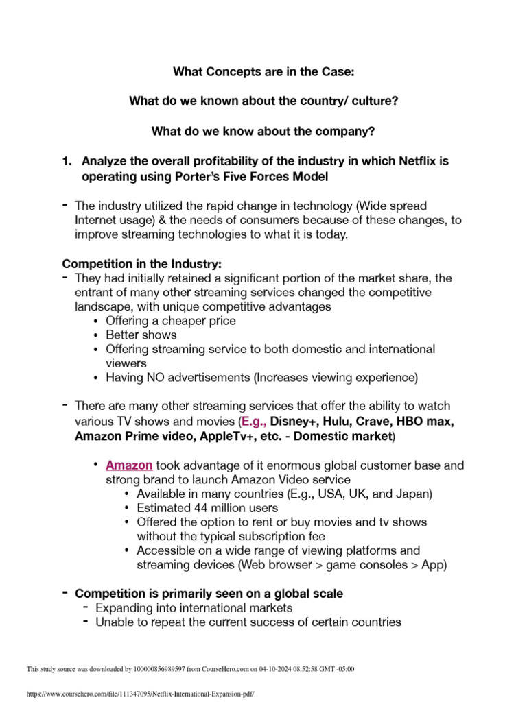 Netflix's Global Strategy Analysis | PDF | Streaming Media | Netflix