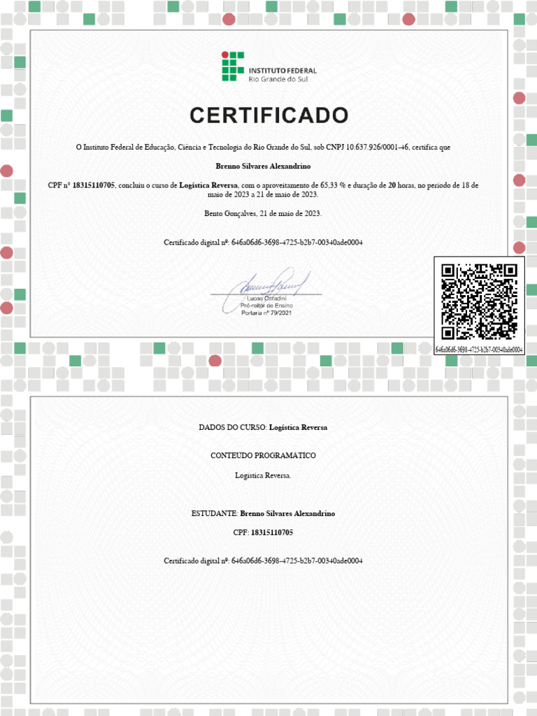 Logística Reversa-Certificado Digital 1780104 | PDF | Negócios ...