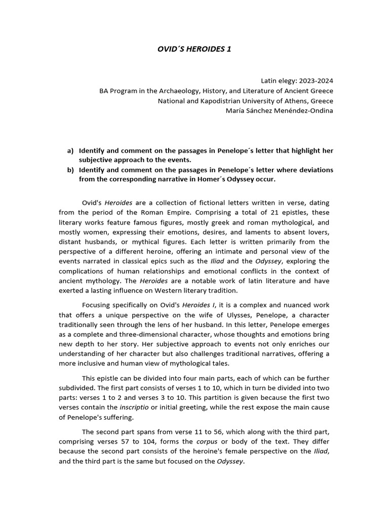 María Sánchez - Ovid S Heroides | PDF | Penelope | Odyssey