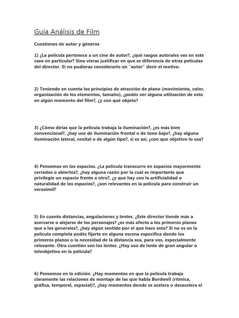 Guía Análisis de Film | PDF