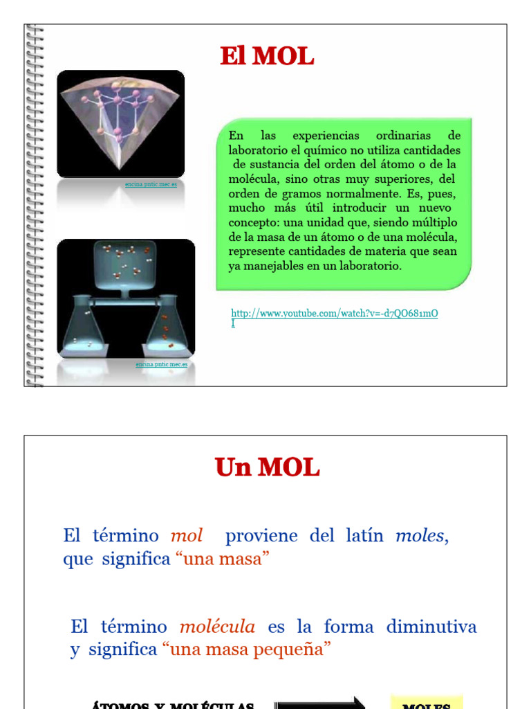 Concepto de Mol | PDF | Mole (Unidad) | Moléculas
