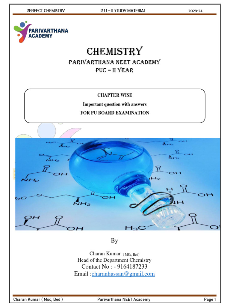 PUC-II Chemistry Study Guide 2023 | PDF | Coordination Complex ...