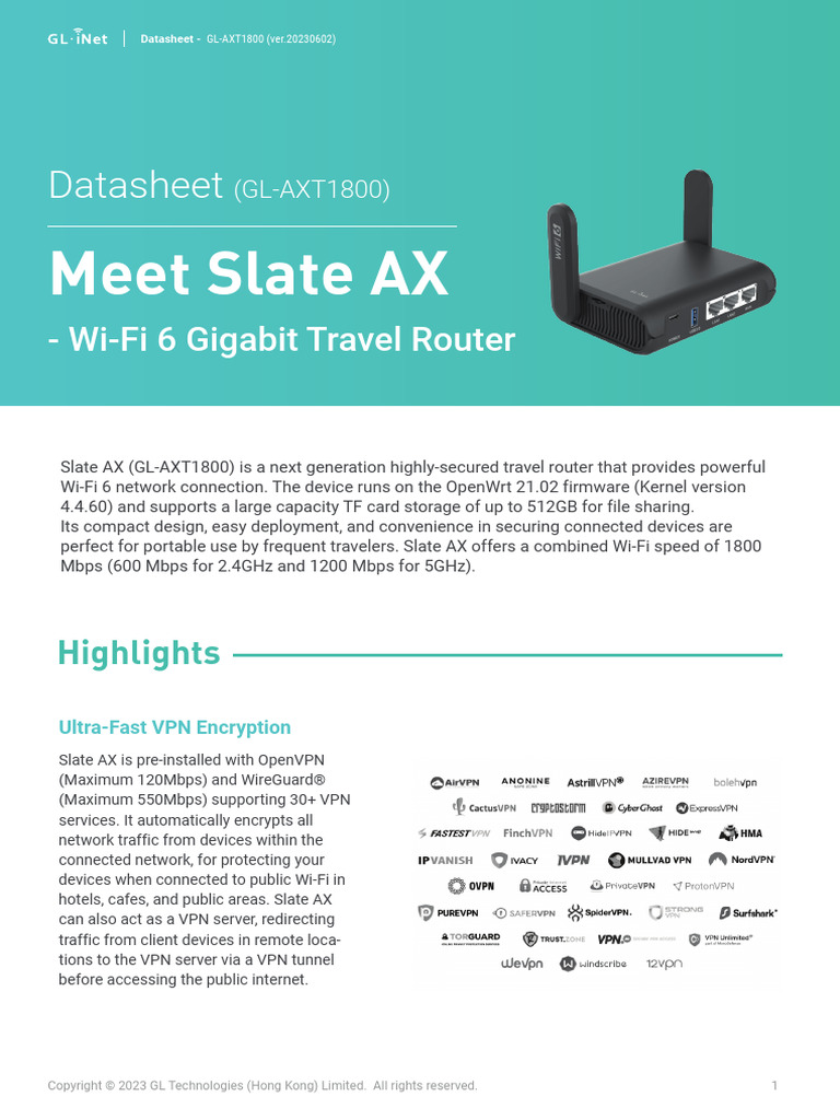 Axt1800 Datasheet 20230602 | PDF | Wi Fi | Computer Network