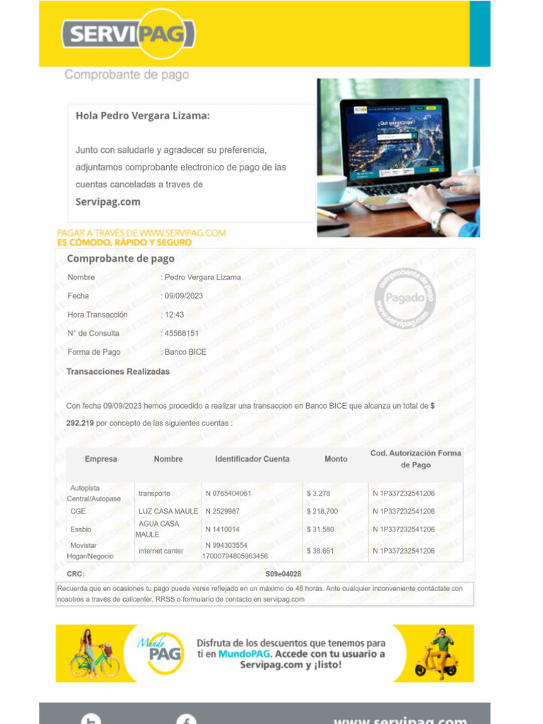 Comprobante De Pago Pdf
