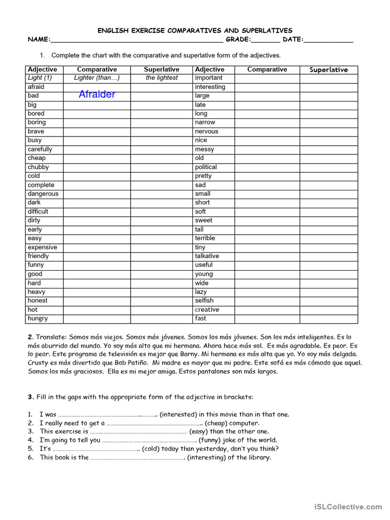 Comparatives and Superlatives | PDF