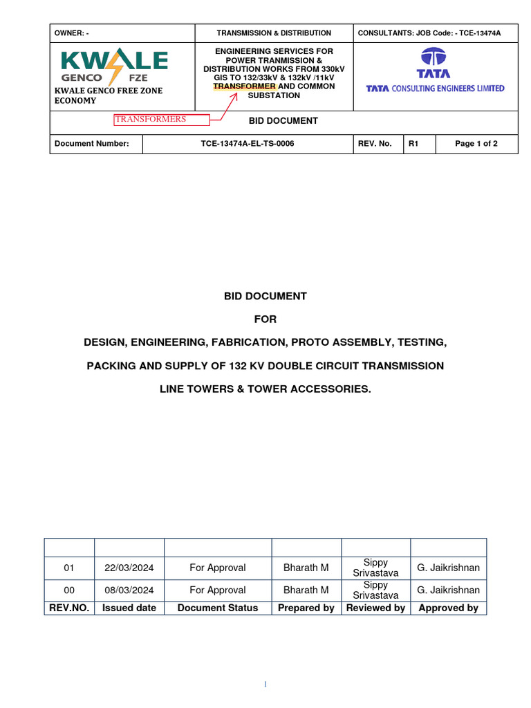 132kV Transmission Line Bid Document | PDF | Electric Power ...