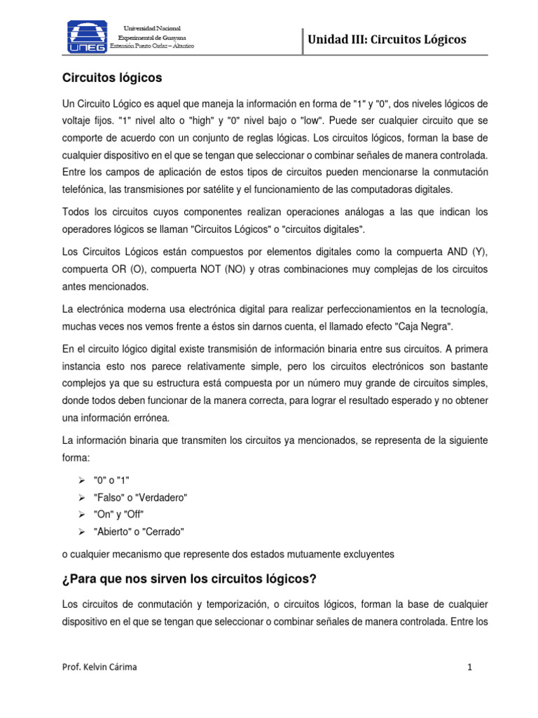 Guia de Circuitos Lógicos | PDF | Electrónica | Informática