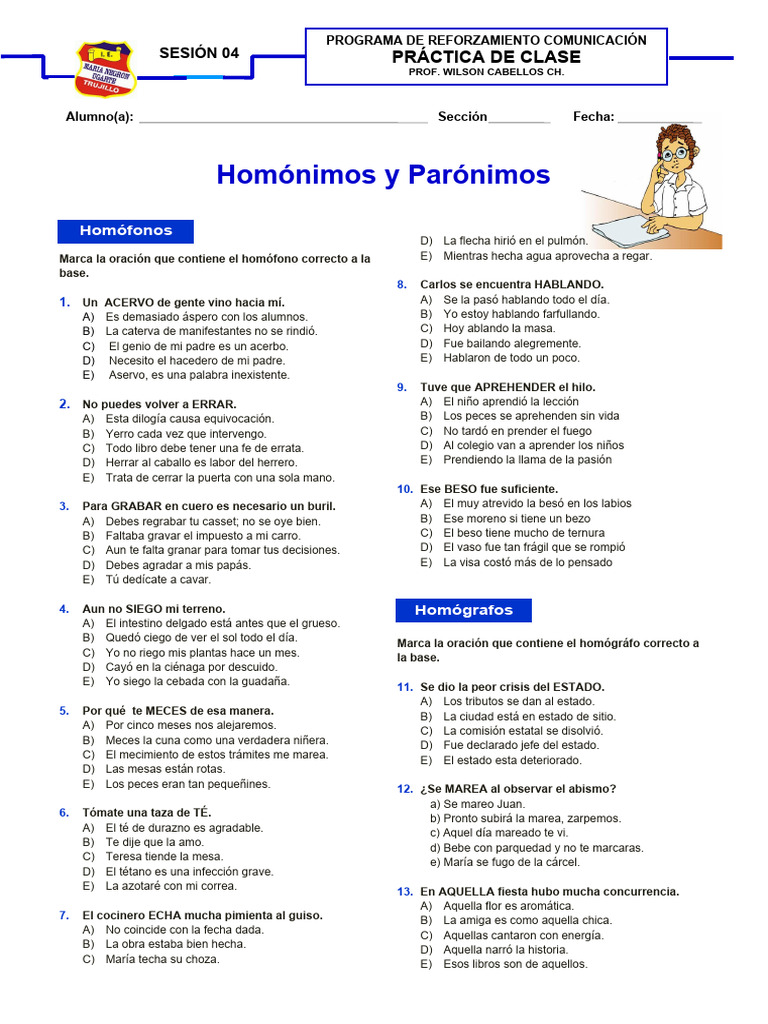 RV3 Homonimos y Paronimos | PDF