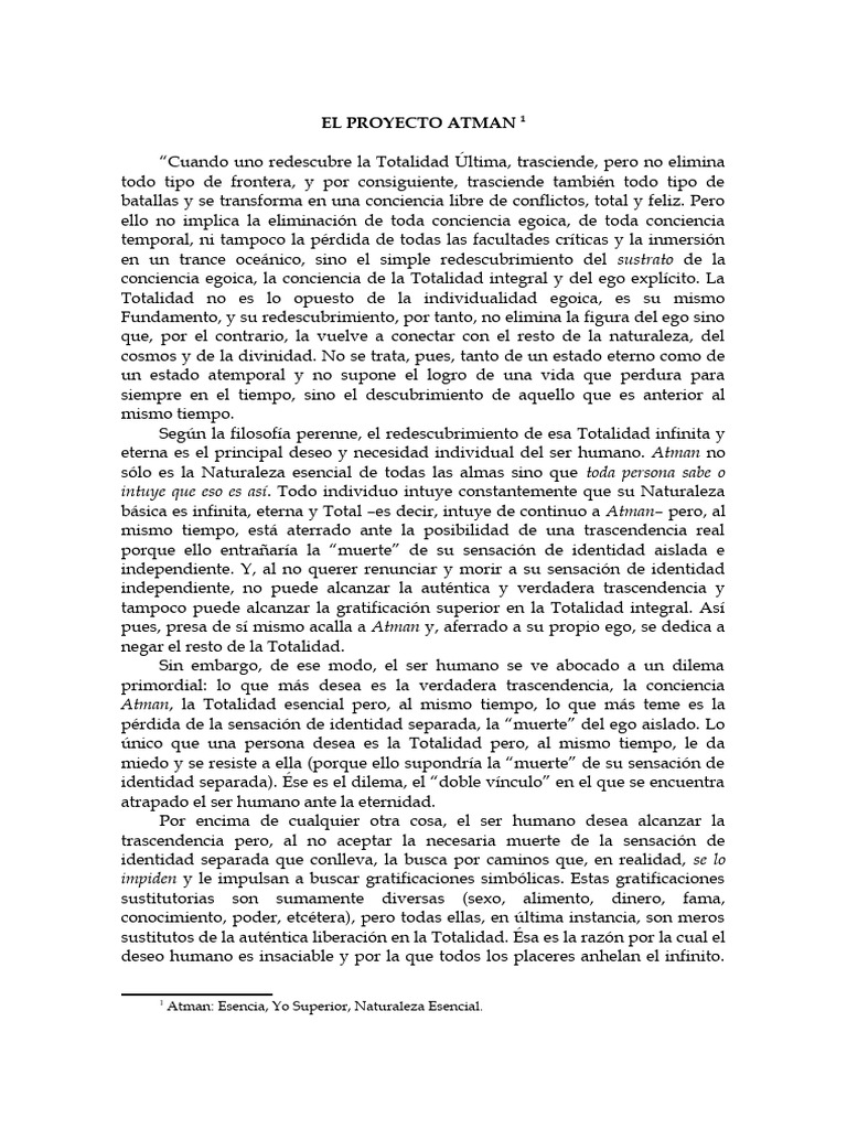 El Proyecto Atman | PDF | Yo | Mantman (hinduismo)