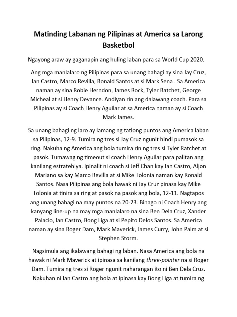 Balitang Isports Filipino | PDF