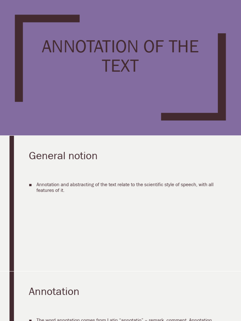 Annotation of The Text | PDF | Annotation | Books