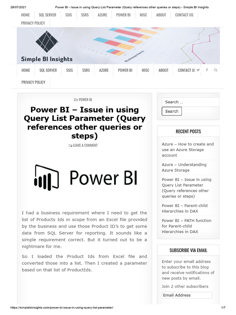 Power BI - Issue in Using Query List Parameter (Query References Other ...