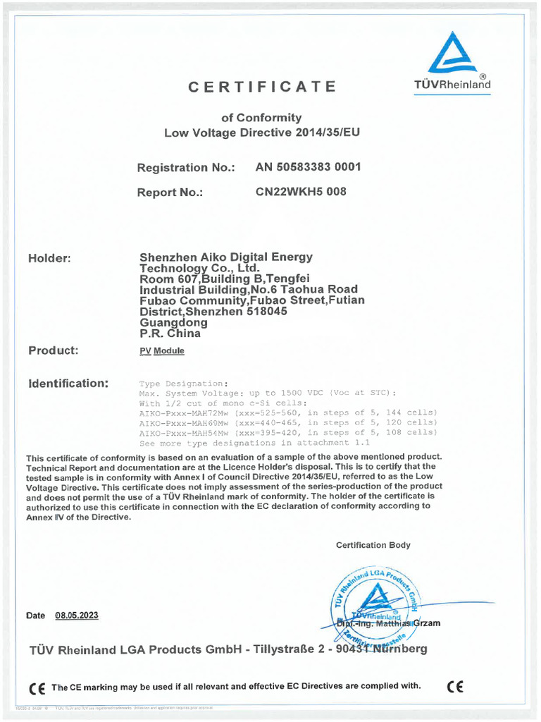 Certificat Conformitate Panouri | PDF