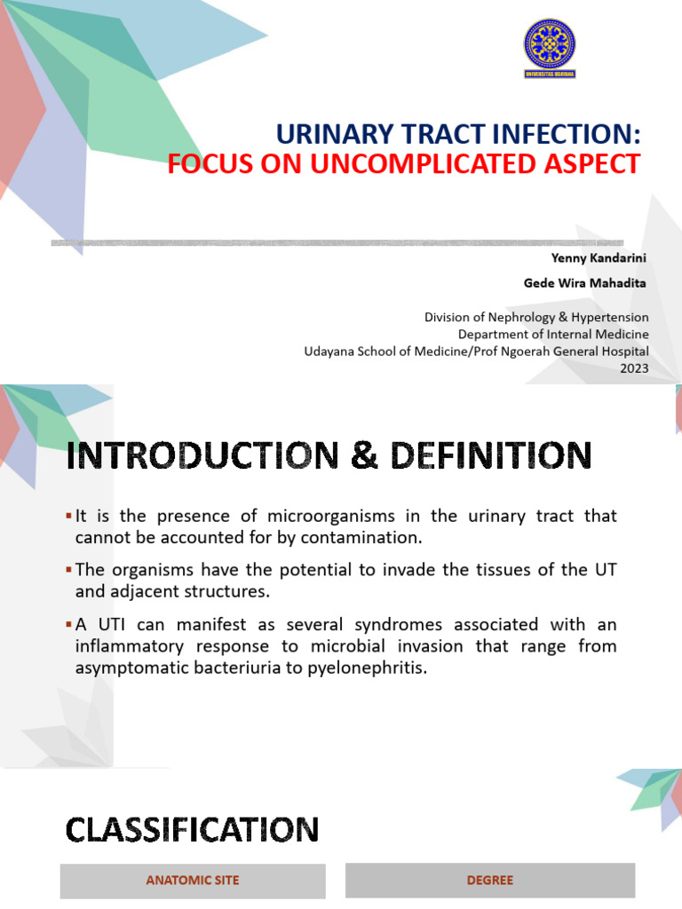 Lecture 8. Urinary Tract Infection (Uncomplecated Aspect) | PDF ...