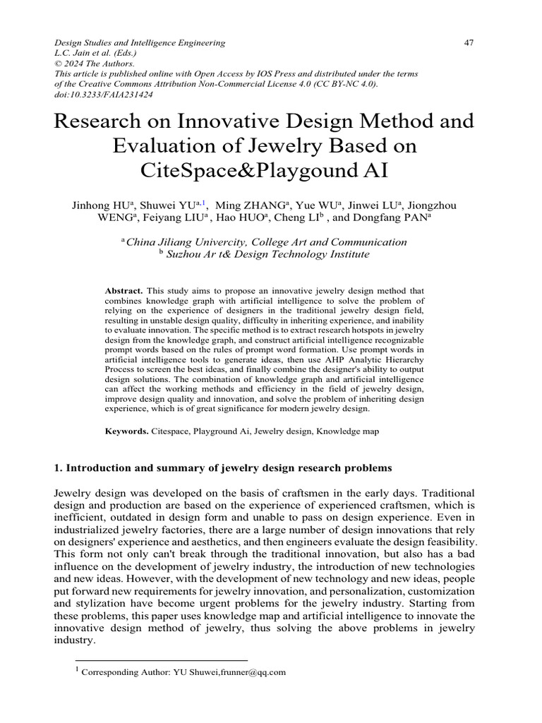 Research On Innovative Design Method And Evaluation Of Jewelry Based On Citespaceandplaygound Ai