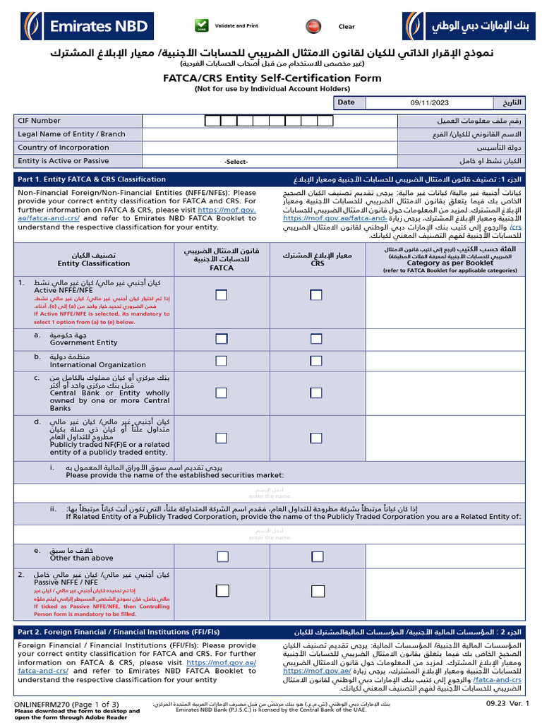 Facta Crs Entity Self Certification Form | PDF