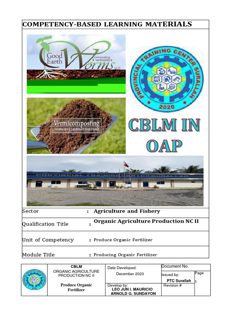 CBLM - Produce Organic Fertilizer | PDF | Compost | Soil