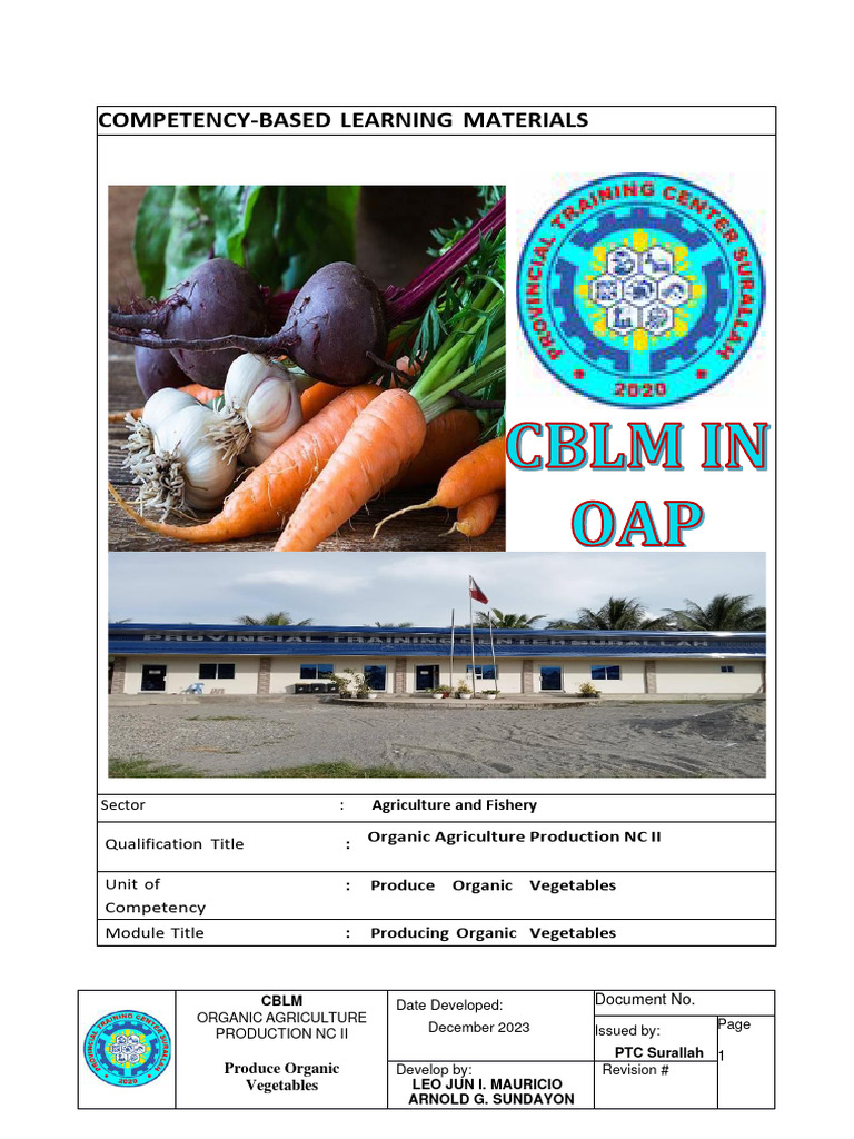 CBLM - Produce Organic Vegetable | PDF | Sowing | Vegetables