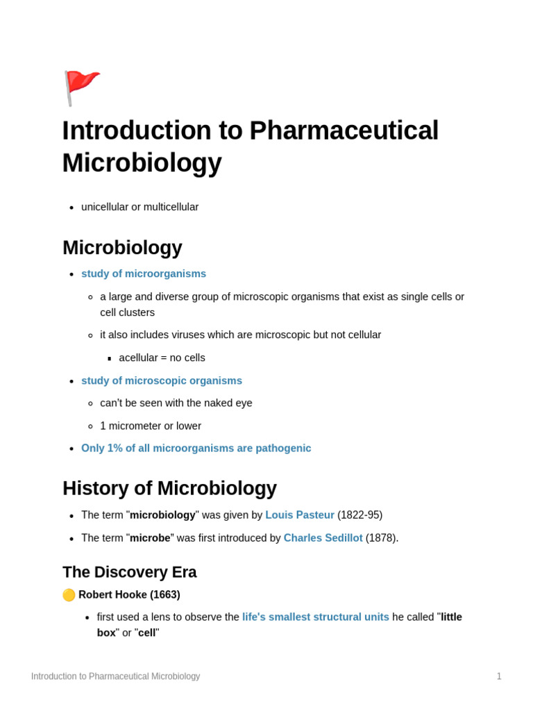 1 Introduction To Pharmaceutical Microbiology Pdf Microorganism