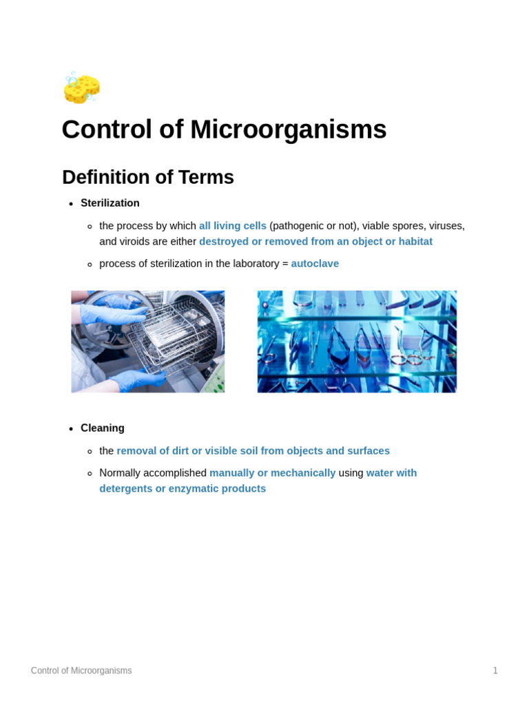 3 - Control of Microorganisms | PDF | Disinfectant | Sterilization ...