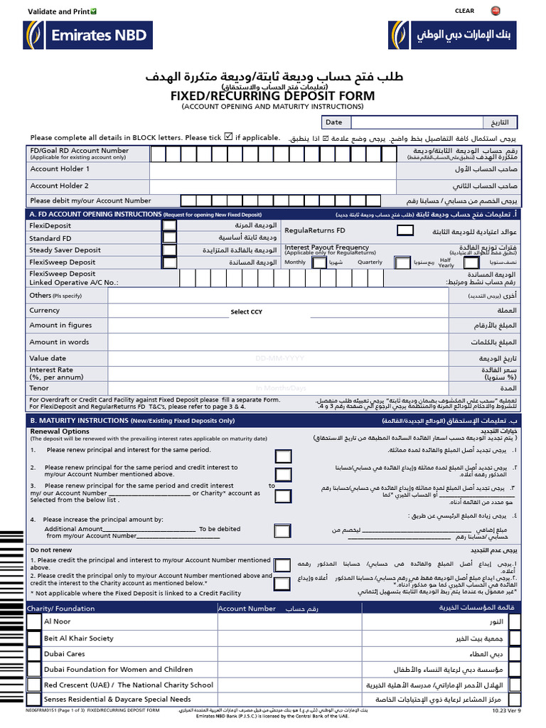 Fixed Deposit Recurring Deposit Form | PDF
