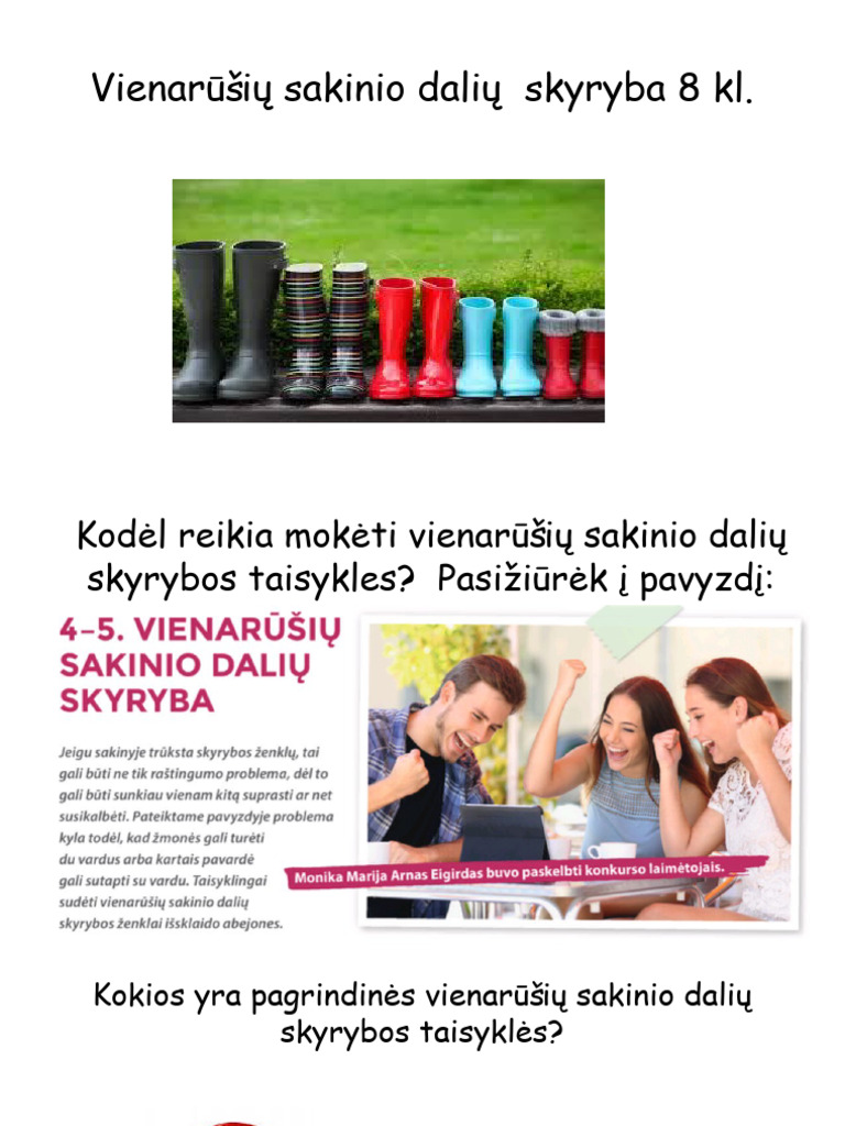 Vienarūšių Sakinio Dalių Skyryba 8 Kl. | PDF