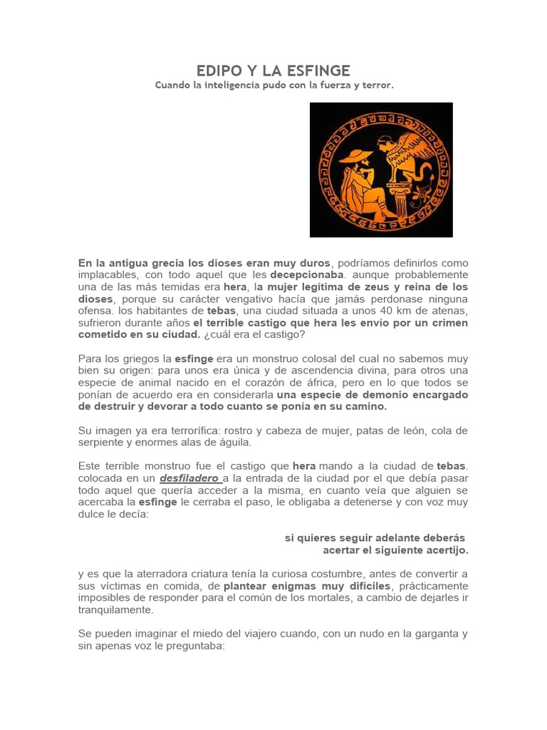 Edipo y La Esfinge | PDF | Esfinge