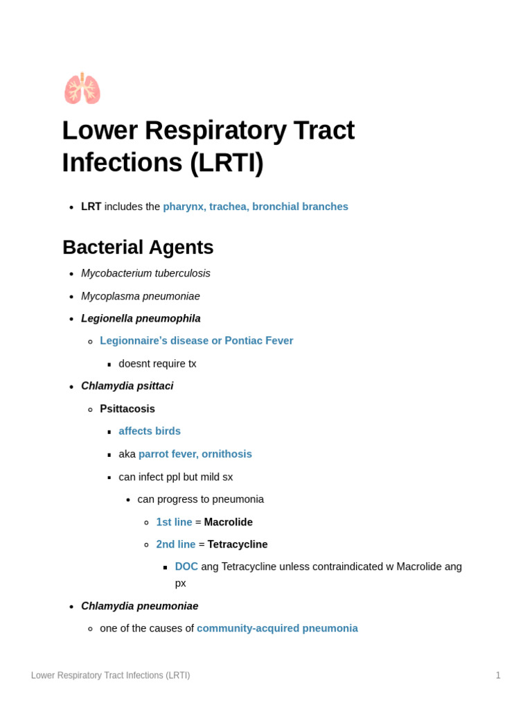 9 - Lower Respiratory Tract Infections (LRTI) | PDF | Tuberculosis ...