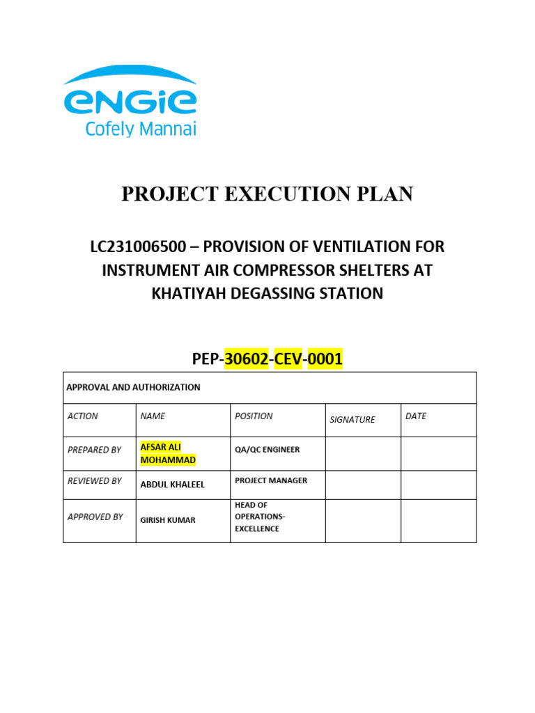 Project Execution Plan - R0 | PDF | Audit | Quality Assurance