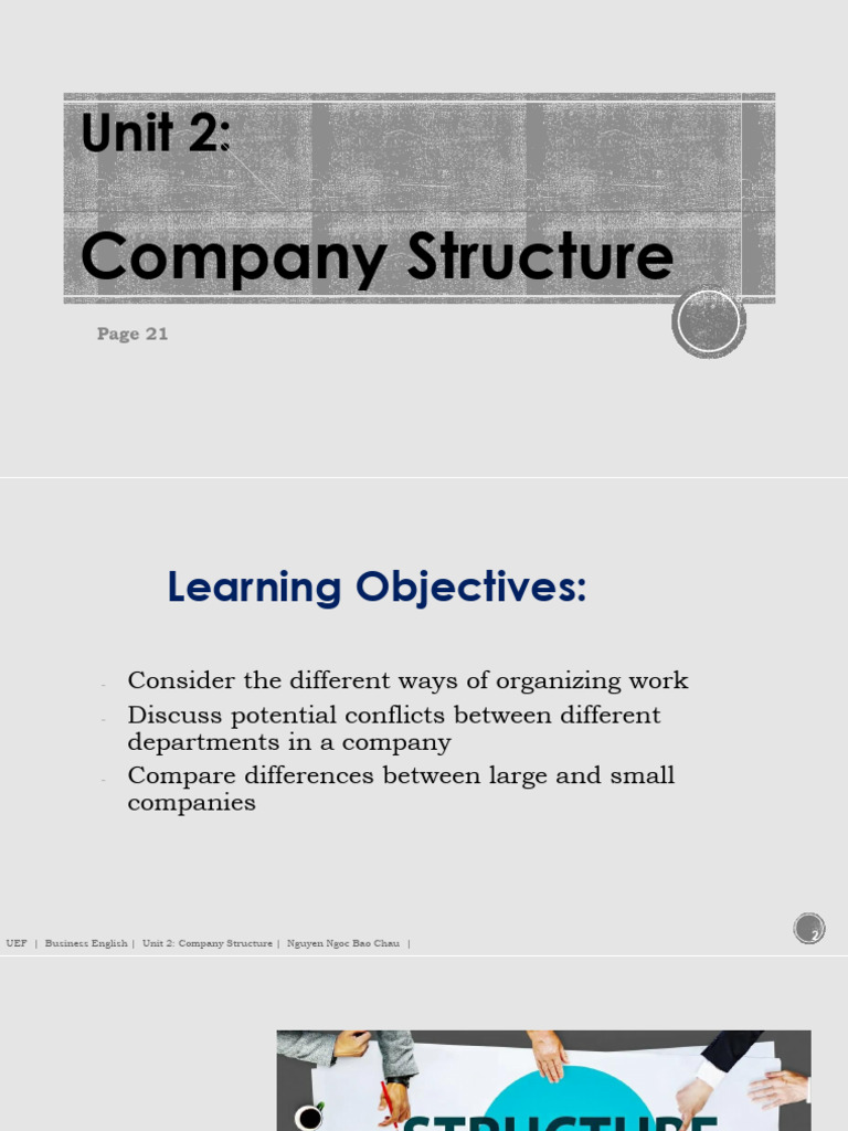 UEF - BE - Unit 2 - Company Structure - Chau Nguyen - Full Lecture ...