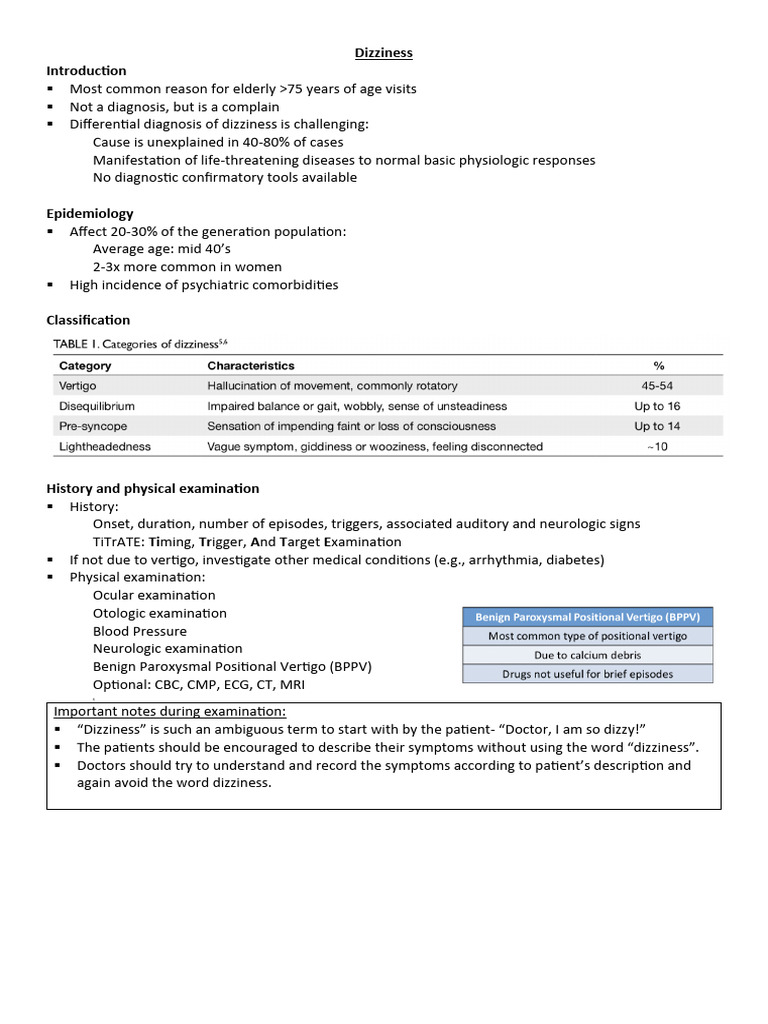Dizziness and Vertiligo | PDF | Vertigo | Clinical Medicine