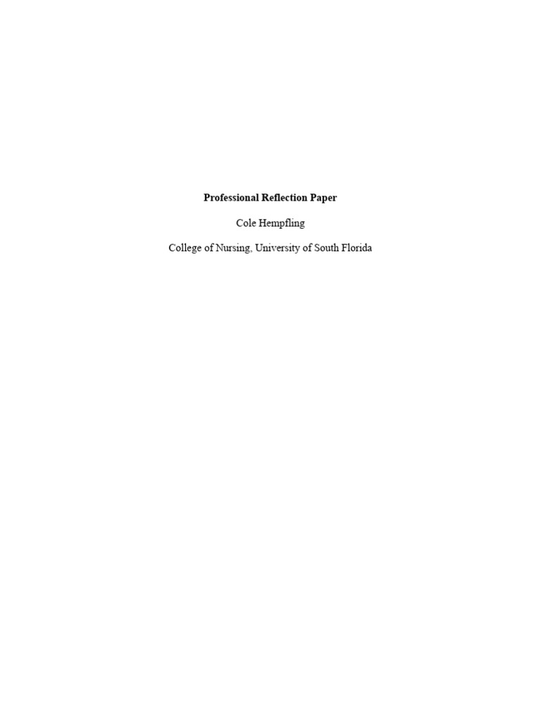 Professional Reflection Paper Revised For Eportfolio | Download Free PDF | Psychiatry | Nursing