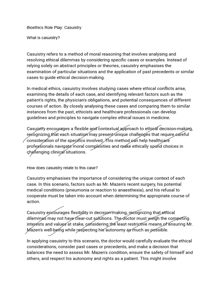Bioethics Role Play - Casuistry | PDF