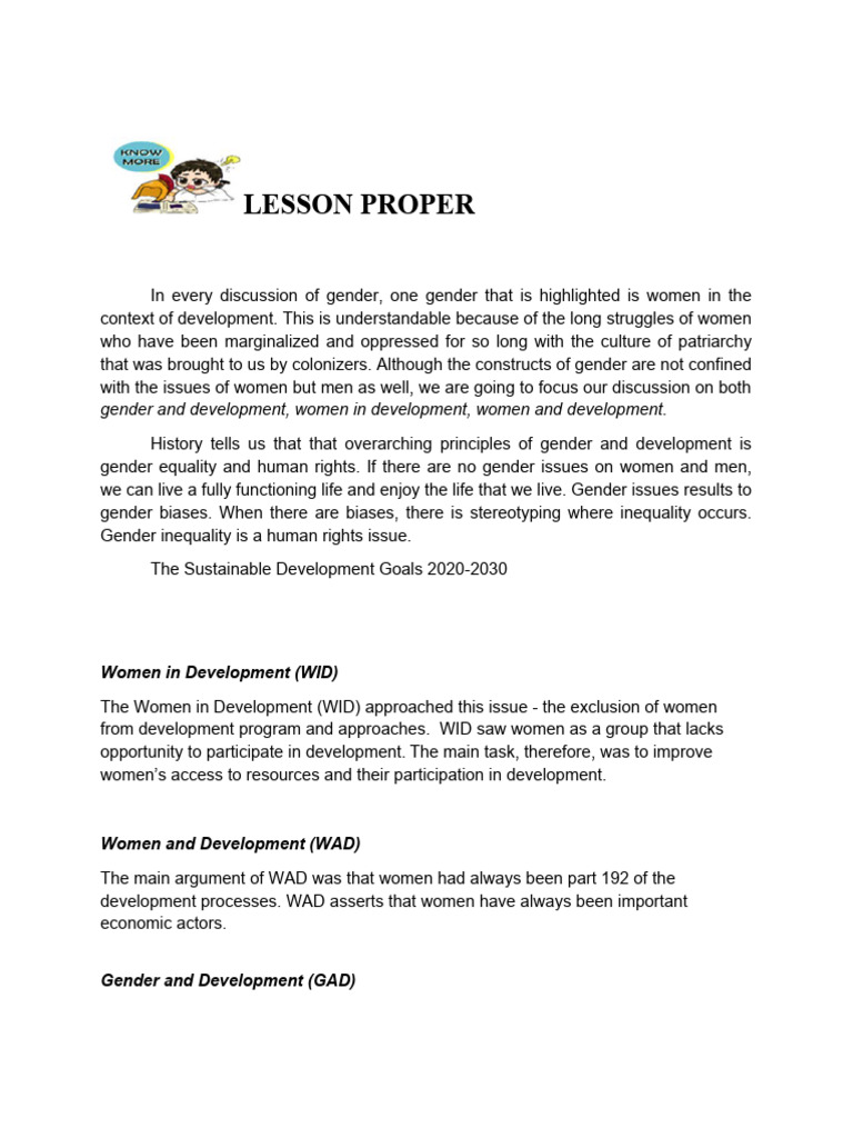 Module 3 Lesson 7B Lesson Proper | PDF | Gender And Development ...
