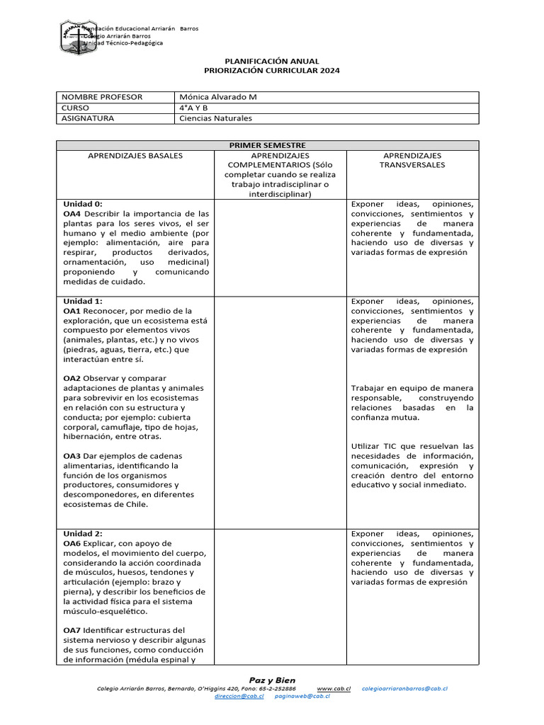 Ciencias Naturales 4°básico | PDF | Ecosistema | Plantas