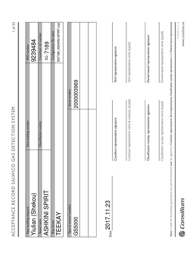 Acceptance Record Gds (Iskmati Spirit)-1 | PDF | Shipping | Water Transport