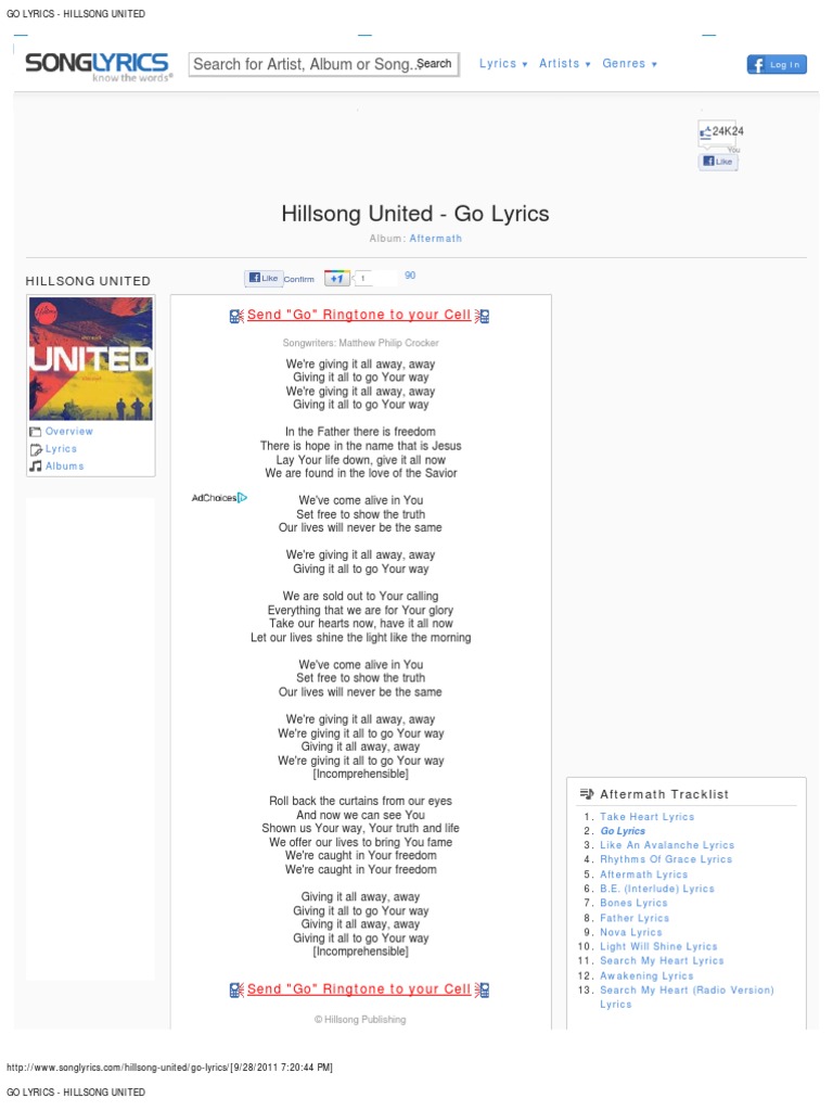 Go Lyrics - Hillsong United | PDF | Songs | Hip Hop Music