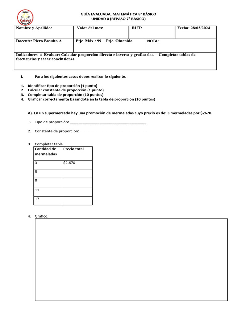 2 Guía Evaluada Unidad 0 8 Básico | PDF | Métodos y materiales de enseñanza
