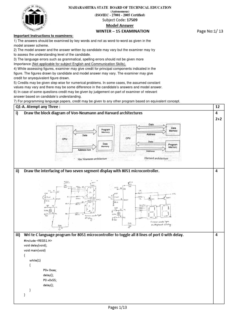 8051 Microcontroller Exam Model Answers | PDF | System On A Chip ...