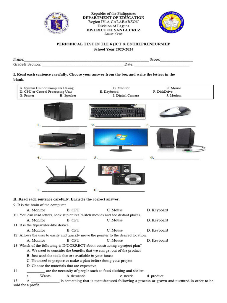 Periodical Test in Ict 6 | PDF | Sales | Procurement