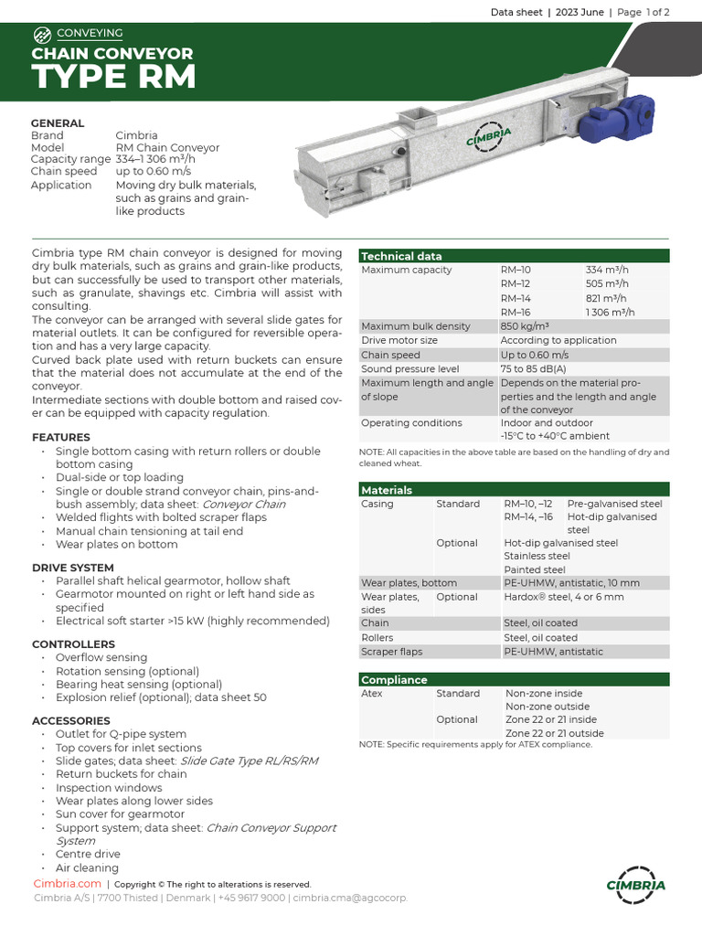 Chain Conveyor RM Datasheet EN | PDF