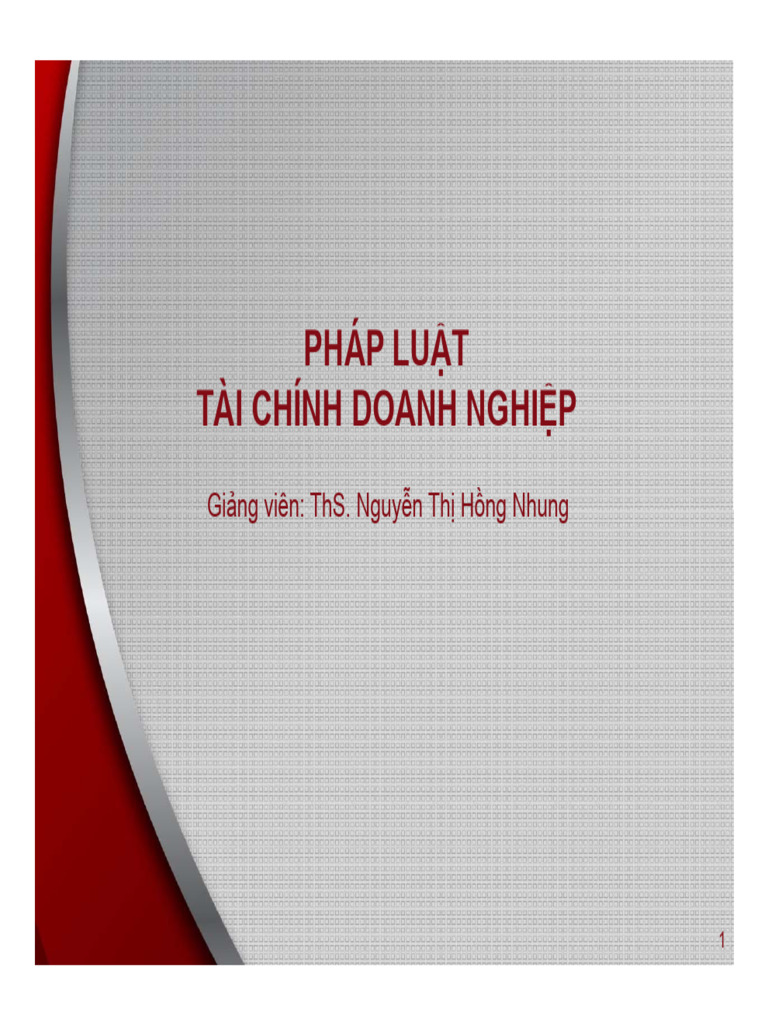 Bai Giang Phap Luat Tai Chinh Doanh Nghiep Bai 5 6845 | PDF
