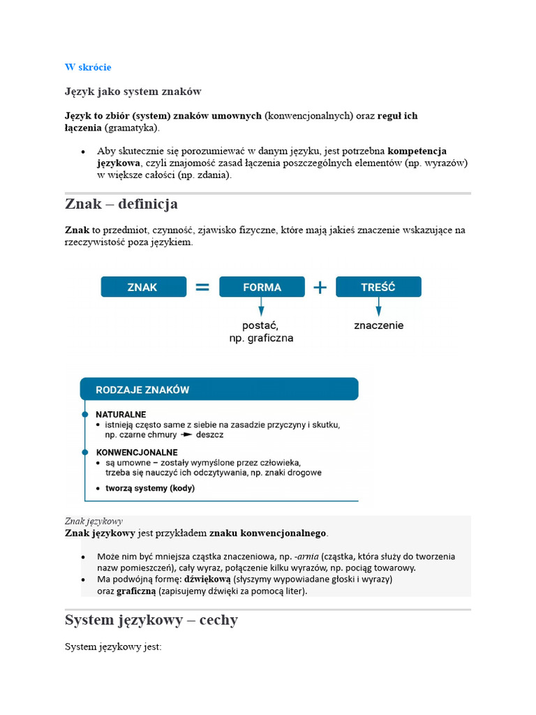 Język Jako System Znaków | PDF