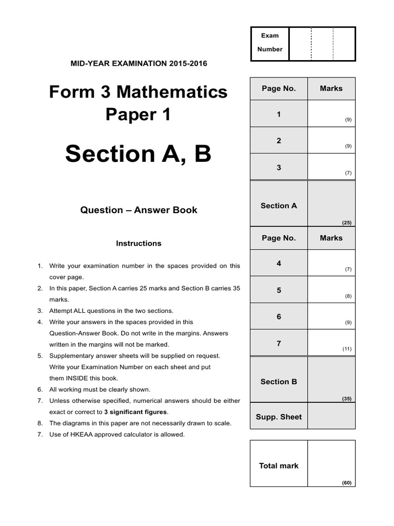 La Salle 2015-2016 Mid Year Exam F3 Math Paper 1 | PDF | Interest ...