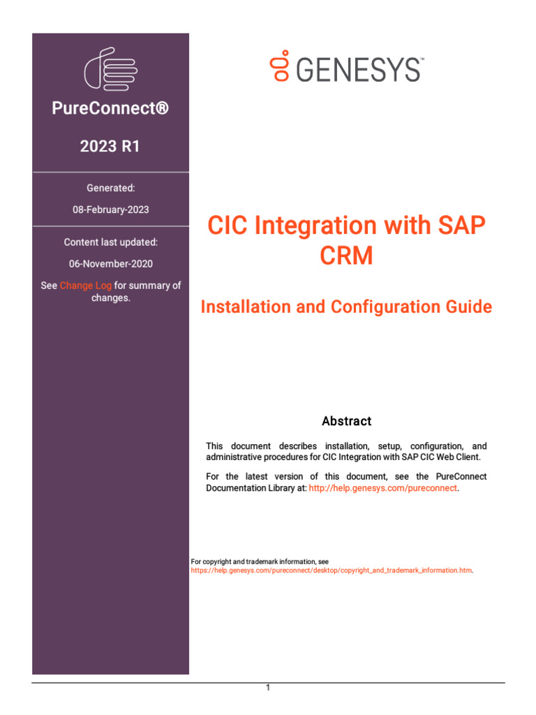 Genesys CIC Integration With SAP CRM CRM | PDF | World Wide Web ...